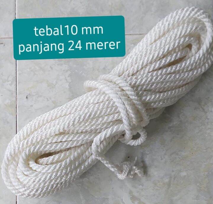 Tali nilon tebal 10 mm panjang 24 meter / tali trepal mobil pikup atau ...