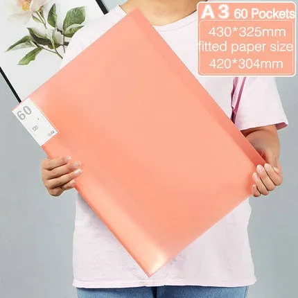 Multi Pocket A3 Folder Paper Organizer Booklet Transparent PVC Bag ...