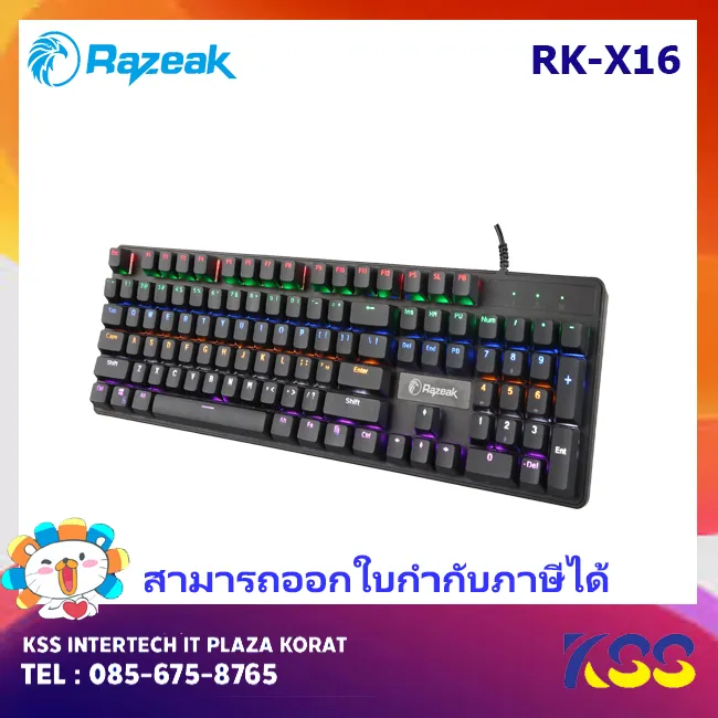 Razeak RK-X16 คีย์บอร์ดสำหรับเกม Hunter Semi Blue Switch Mechanical ...