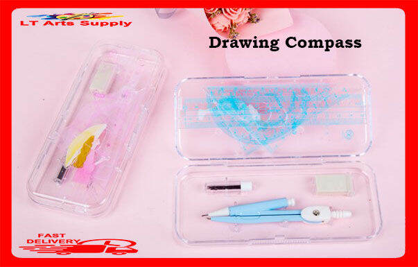 Metal Compasses Student Stationery Ruler Triangle Protractor Compass ...