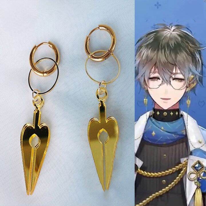 Anime Nijisanji VTuber Ike Eveland Personality Ear Clip Earrings Luxiem ...