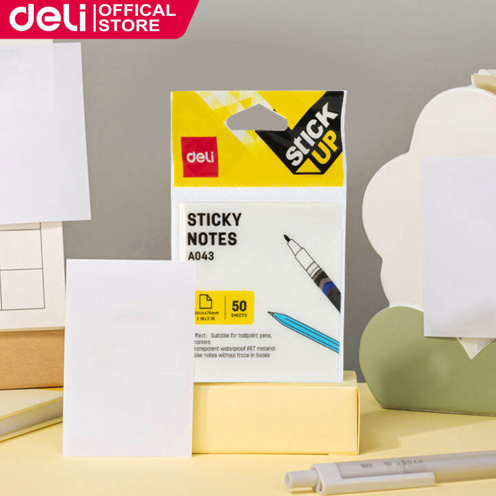 Deli Sticky Notes Set Pad Sticker 30 Sheets Transparent 1pc EA043 ...