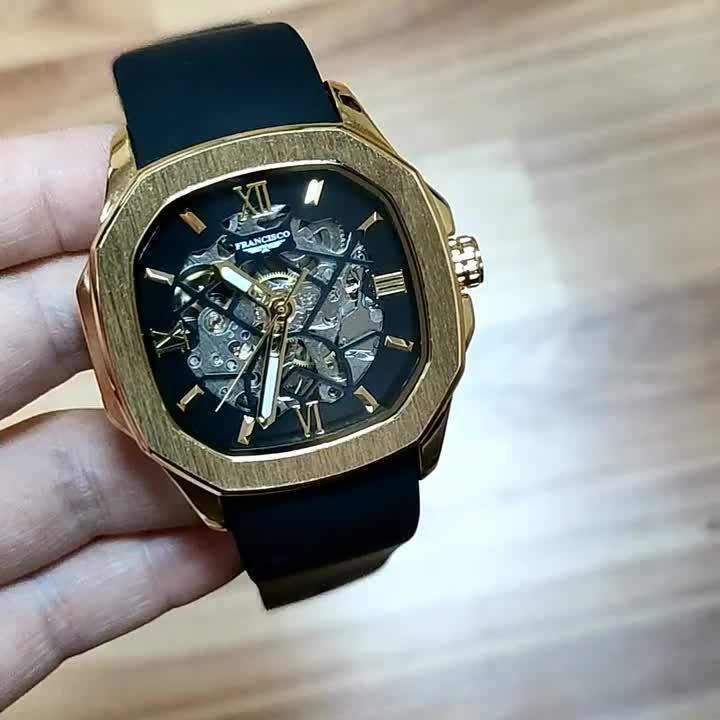 Drop Shipping หรูหราชายวิศวกรรมนาฬิกาข้อมือนาฬิกาสแตนเลสกลับโรมันโครง ...