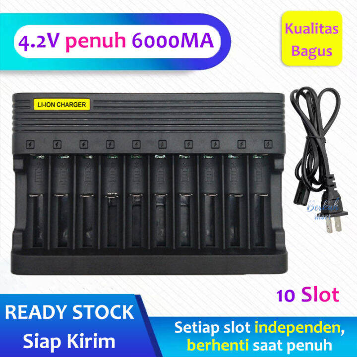 Pengisi Daya Baterai Lithium Universal 4 / 10 / 12 Slot Pengisian Li ...