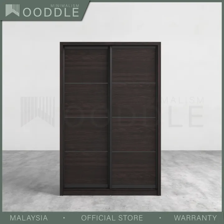 (FREE Shipping & Install) Wooddle Dark Brown Sliding Doors Wardrobe ...