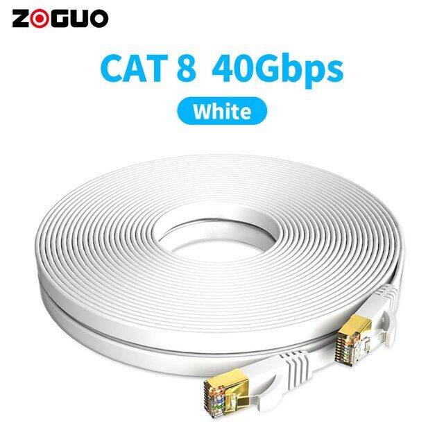 ZOGUO CAT8 Ethernet Cable Shielded Flat Cable 40Gbps Cat 8 RJ45 Network ...