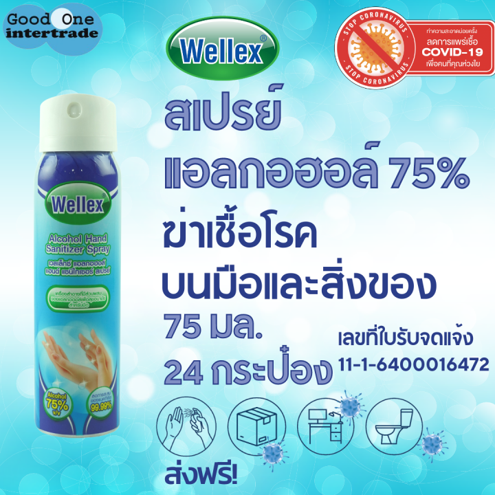 WELLEX สเปรย์แอลกอฮอล์ 75% เวลเล็กซ์ 75 มล. / แพ็ค 24 กระป๋อง | Lazada ...