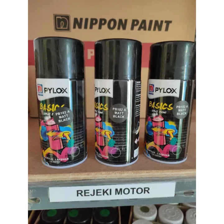 CAT PYLOX BASICS PB102A MATT BLACK CAT SPRAY 300 CC NIPPON PAINT | Lazada Indonesia