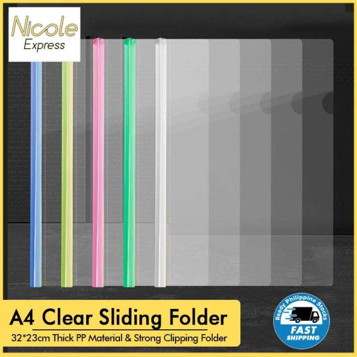 A4 Size Clear Sliding Folder, 32 x 23cm Strong Clipping Thick PP ...