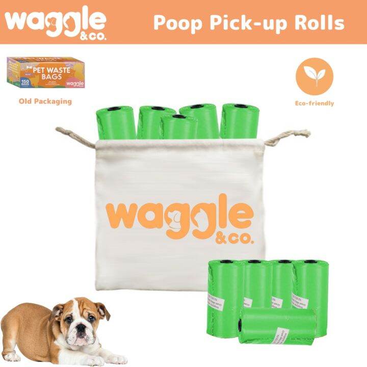Waggle & Co. 10 Rolls Eco Friendly - Poop Bag/Biodegrable Waste Rolls ...