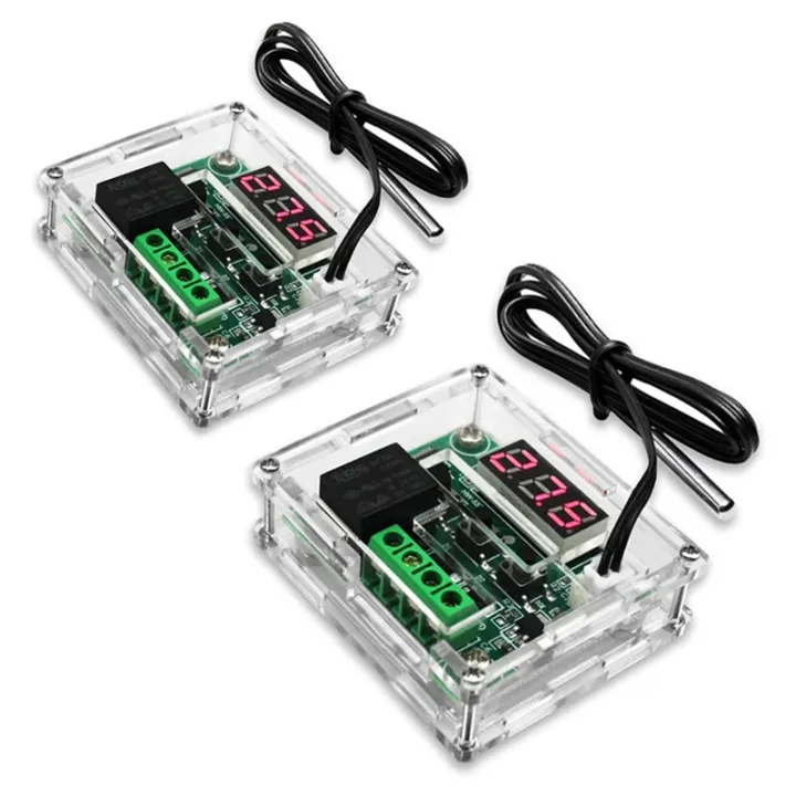 2 Pcs Temperature Controller Module with Case - XH-W1209 Red Digital Display Thermostat DC 12V ...