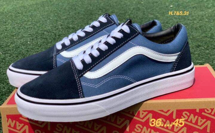 🔥 ลิขสิทธ์แท้💯 ️ รองเท้าผ้าใบvans Old Skool Classic Navy Blue Size36 45 พร้อมกล่อง รองเท้า
