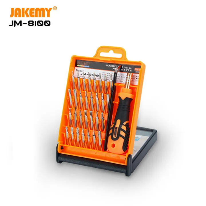 Jakemy JM-8100 Obeng Set 32 in 1 Pinset CRV Tri wing Y2 | Lazada Indonesia