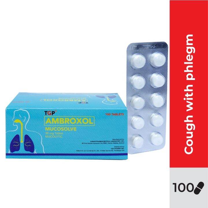 MUCOSOLVE TGP Ambroxol 30mg 1 BOX (100 tablets) breaks up phlegm; for ...