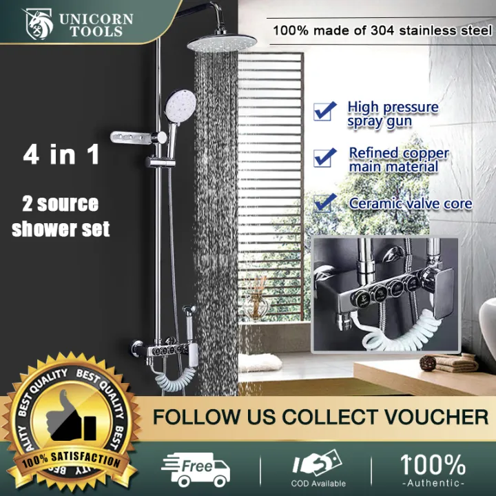 Unicorn 304 Stainless Steel Bathroom 4 in 1 Shower Set for Single Point ...
