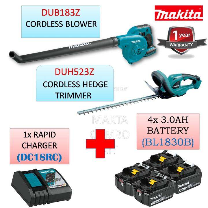 MAKITA DUB183Z CORDLESS BLOWER + DUH523Z CORDLESS HEDGE TRIMMER + 3.0Ah ...