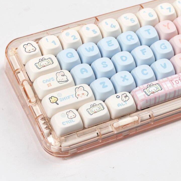 PBT Milk Candy Rabbit Keycap Pink Cute Kartoon MOA Height Keycap Dye ...