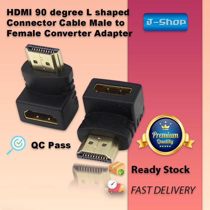 HDMI 90 degree L shaped Connector Cable Male to Female Converter ...