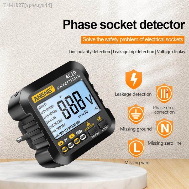 AC10 Power Wiring Tester Digital Voltage Display Ground Leakage Test ...