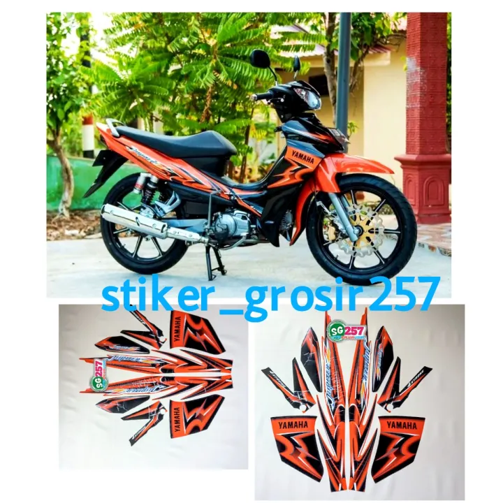 STIKER STRIPING & LIS BODY JUPITER Z BURHAN 2006 2007 HITAM OREN ...