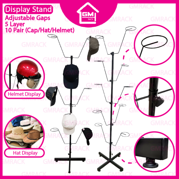 [GMRACK] 5 Layer Cap Hat Helmet Display Stand Adjustable Cap Stand Hat ...