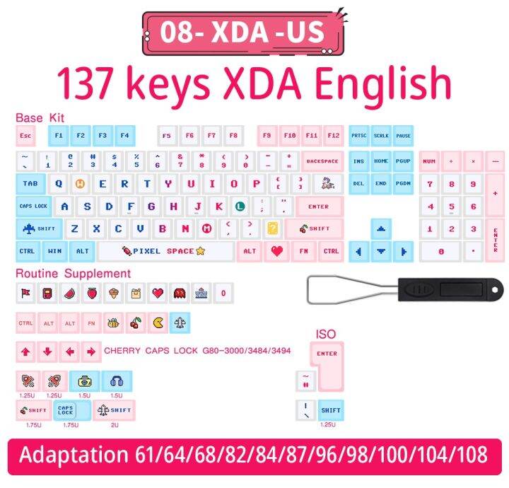 140 Keys PBT Keycaps XDA Profile ISO Layout Spanish N Japanese Korean ...