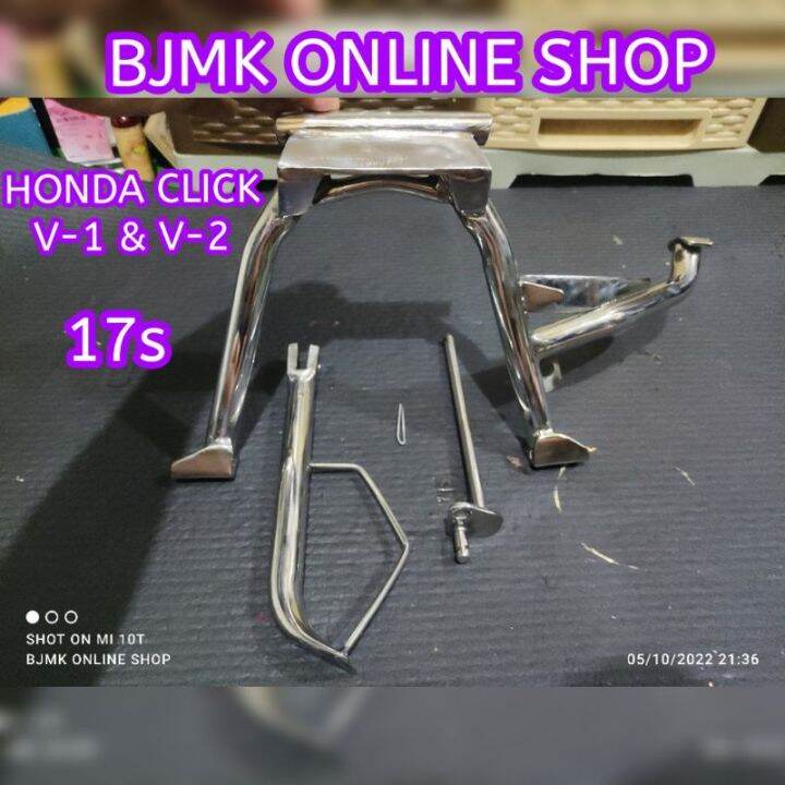STAINLESS CENTER STAND SIDE STAND FREE EHE (17s)( HONDA CLICK V1 V2 ...