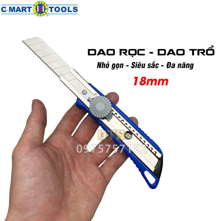 Dao rọc giấy đa năng có núm xoay chính hãng C-MART A0001, dao trổ 18mm ...