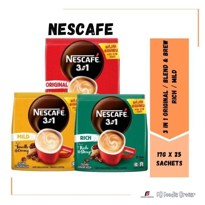 Nescafe Blend & Brew 3 in 1 Series Original / Rich / Mild (18g x 25's ...