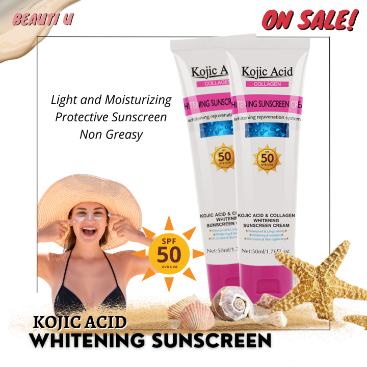 Very Effective Kojic Acid Collagen Whitening UV Sunscreen Cream ...