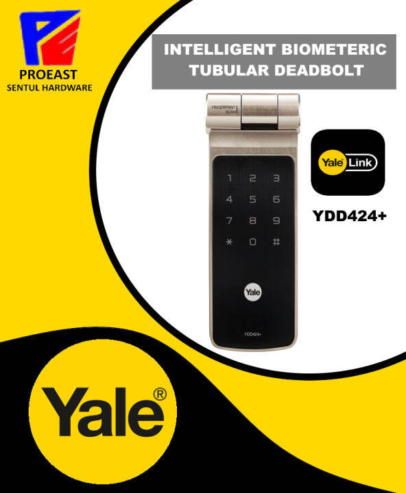 YALE YDD424+ Intelligent Biometric Tubular Deadbolt Smart Door Lock ...