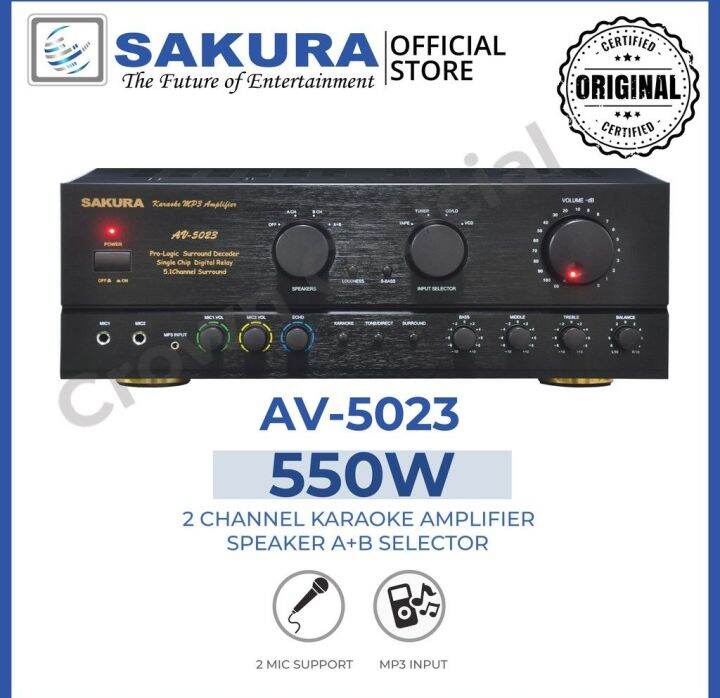 Sakura AV-5023 Karaoke MP3 Amplifier 550W x2 5.1 Channel Original ...