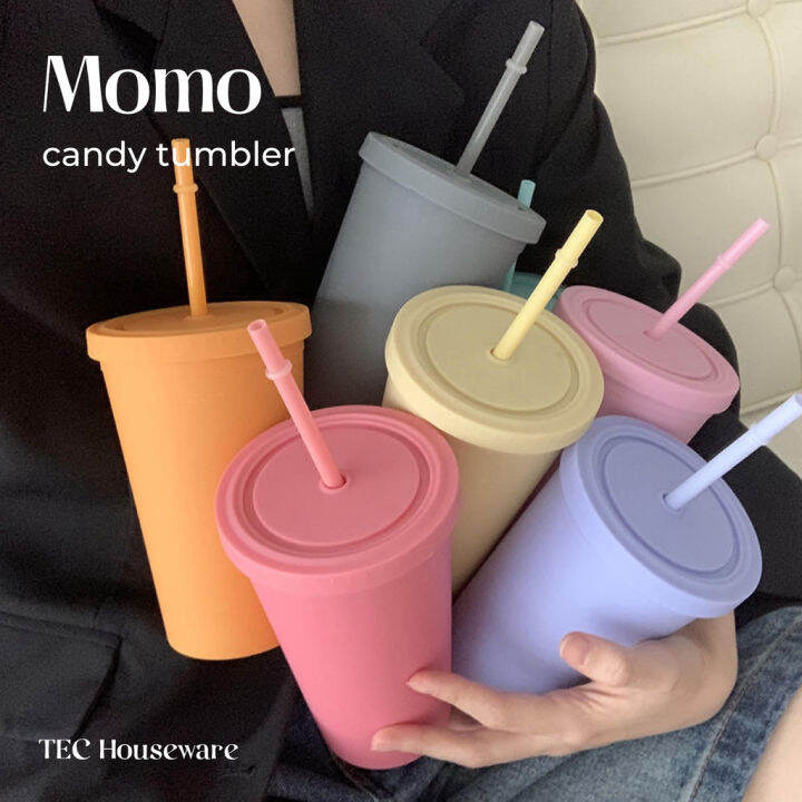 【TEC】MOMO Botol Minum Warna Warni Aesthetic Botol Minum Estetik Termos ...