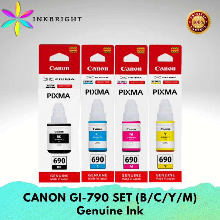 Original Canon GI 790 Ink Black Cyan Yellow Magenta SET - Gseries G1000 ...