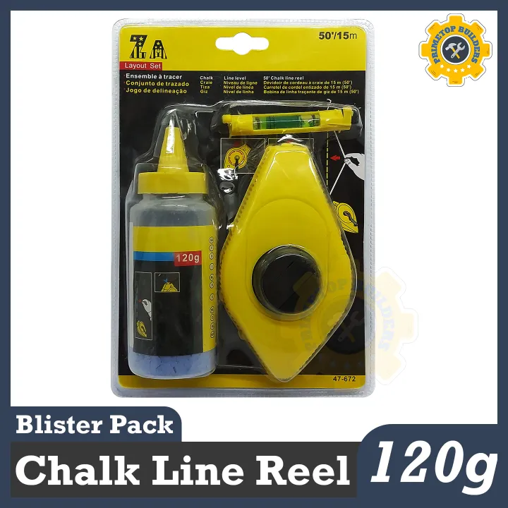 Chalk Line Reel Set Powder Marker Thread with Level Bar / Pitik ...