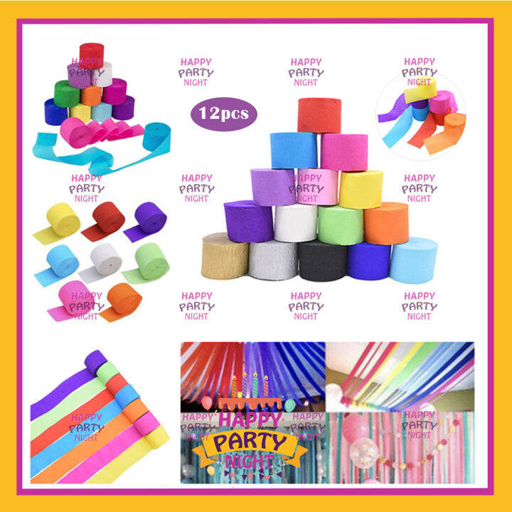 Happy Party Night 12 rolls Crepe Paper Party Decoration for Birthday ...