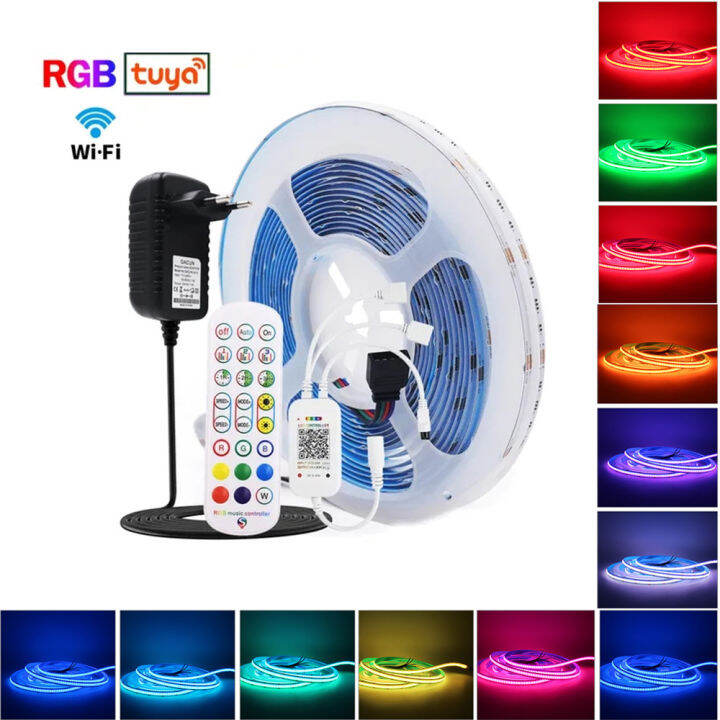 Flexible RGB COB LED Strip Light with WiFi Bluetooth APP+ Remote ...