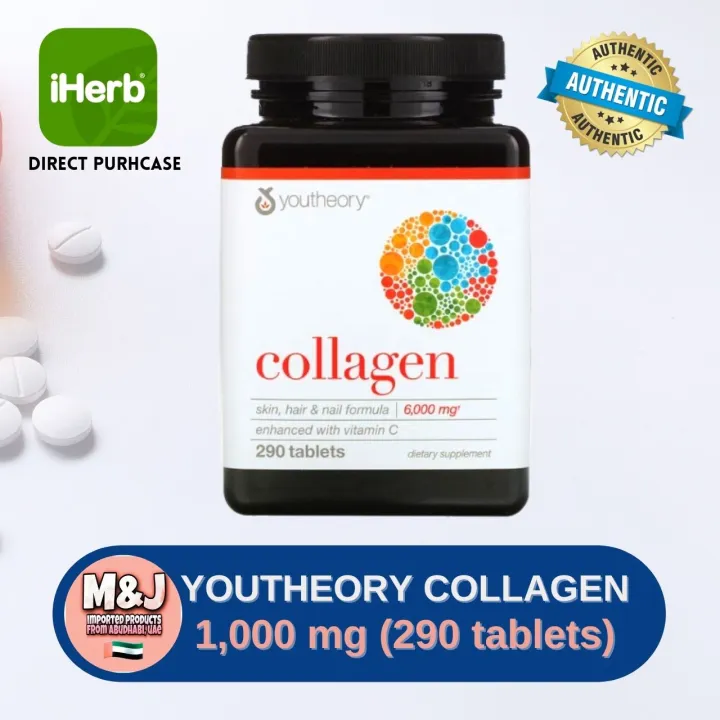 LIMITED! YOUTHEORY, Collagen with Vitamin C Tablets, For Skin, Hair and ...