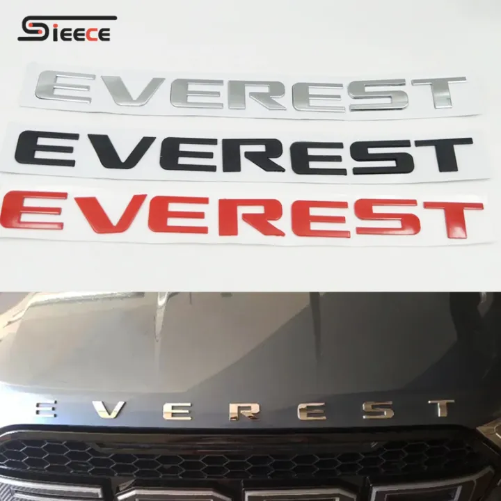 Sieece Everest Letter Front Logo Car Hood Emblem Chrome Car Sticker ...