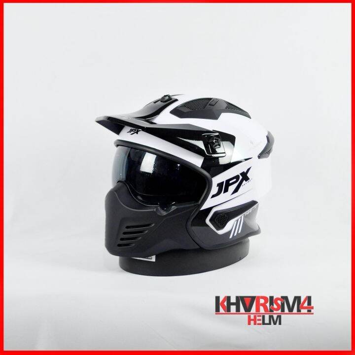 Helm jpx mx 726 r putih kuning merah doff glossy helm modular helm full ...