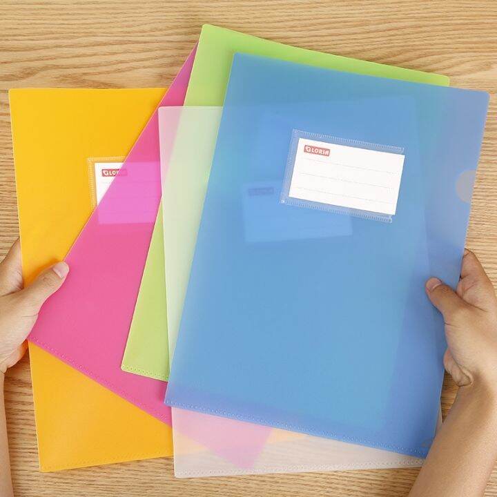 A4 Transparent Color Single Page Clip PP Single Layer L-Shaped Folder ...