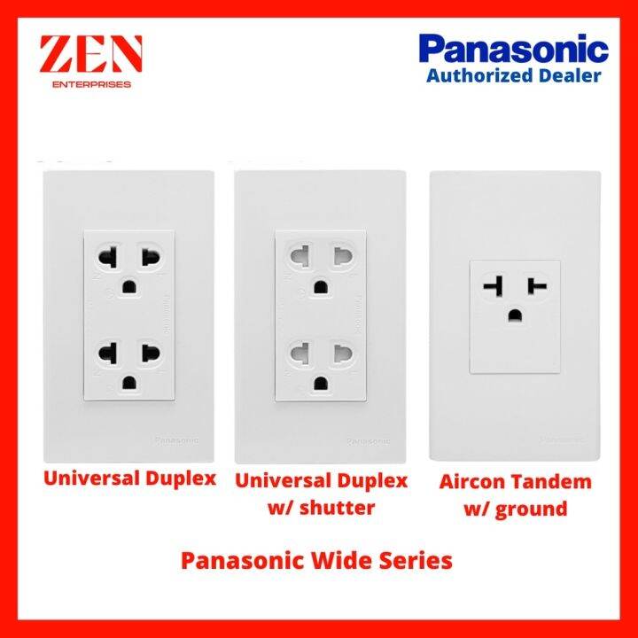 Panasonic Wide Series Duplex Outlets Aircon Tandem Outlet w/ Ground ...