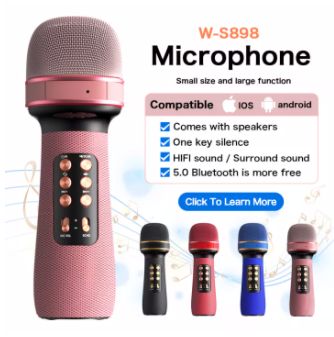Wireless Karaoke KTV handheld microphone HIFI speaker three-in-one portable bluetooth Mic WS-898 ...