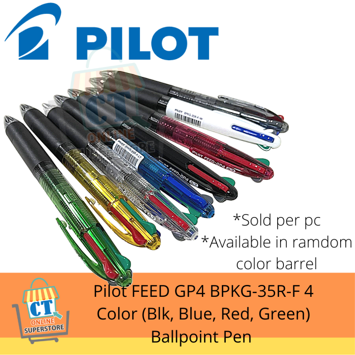 Pilot FEED GP4 BPKG-35R-F 4 Color (Blk, Blue, Red, Green) Ballpoint Pen Refillable Ball Pen ...