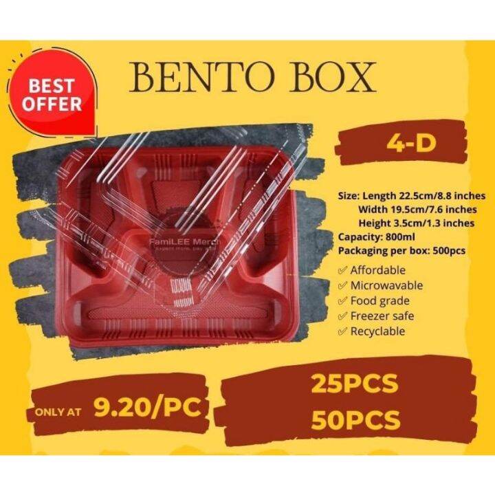 Bento box 2 3 4 Division disposable with plastic lid 25-50pcs | Lazada PH