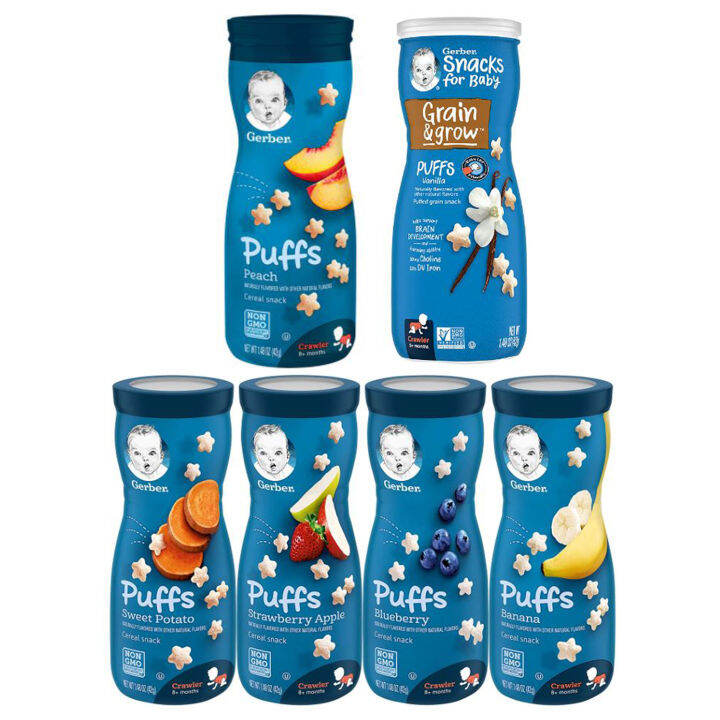 ขนมสำหรับเด็กเล็ก 8m+ , Gerber Finger Food Puffs ,ขนมรูปดาว , Import ...