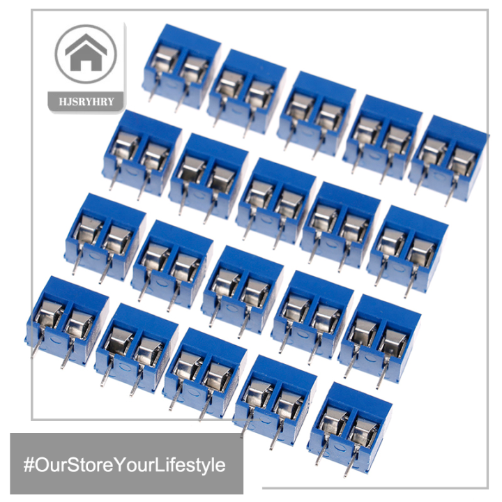 HITN 10Pcs blue 2-pin pitch screw terminal block connector 5.08mm panel ...