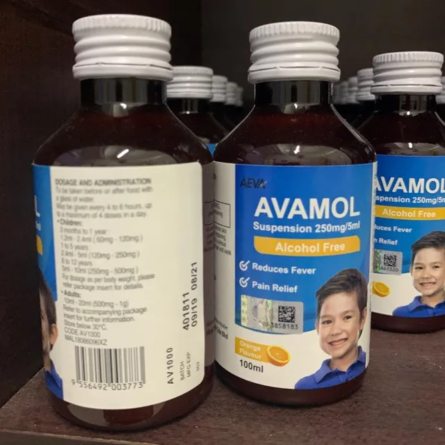 AVAMOL SUSPENSION UBAT DEMAM KANAK2 (250MG/5ML) ORANGE FLAVOUR | Lazada