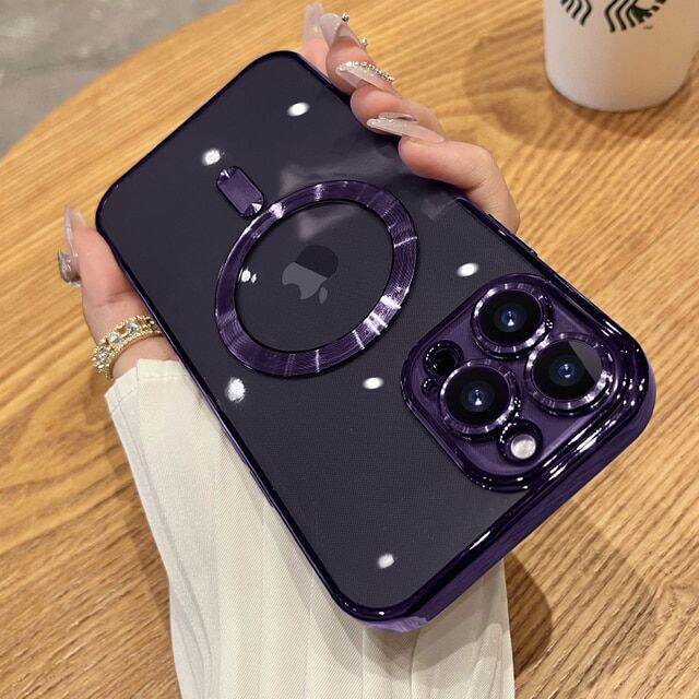 ชาร์จไร้สายหรูเคสใส Magsafe สำหรับ Iphone 14 13 12 11 Pro Max X Xr Xs 7