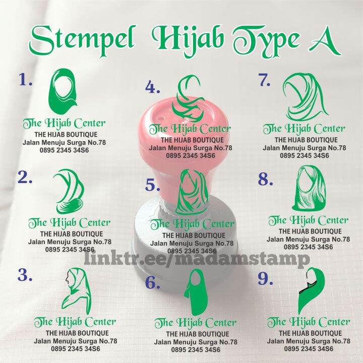 stempel hijab A nama toko fashion pakaian muslim kerudung stamp ...
